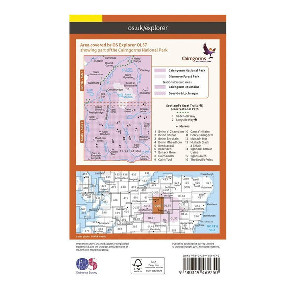 Maps Cairn Gorm and Aviemore - OS Explorer Map 57 Active Ordnance ...